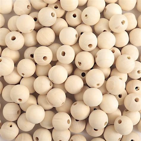 Foraineam 200 Pcs 1 Inch 25mm Wood Beads Round Wooden