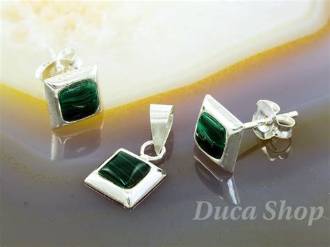 Set Din Argint 925 Model Malachit Cod 737