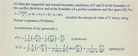 Solved 3 State The Tangential And Normal Boundary