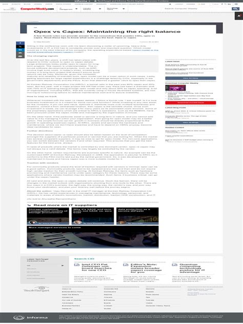 Opex Vs Capex Maintaining The Right Balance Computer Weekly Pdf