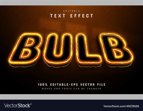 Bulb Text Effect Neon Style Royalty Free Vector Image