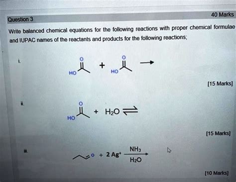solved question 3 write balanced chemical equations for the following