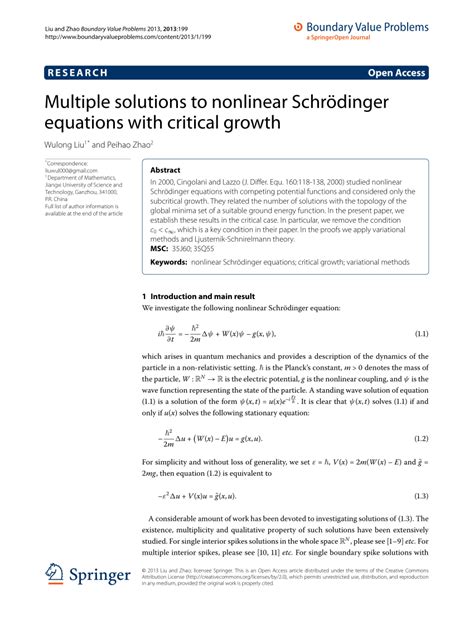 Pdf Multiple Solutions To Nonlinear Schrödinger Equations With Critical Growth