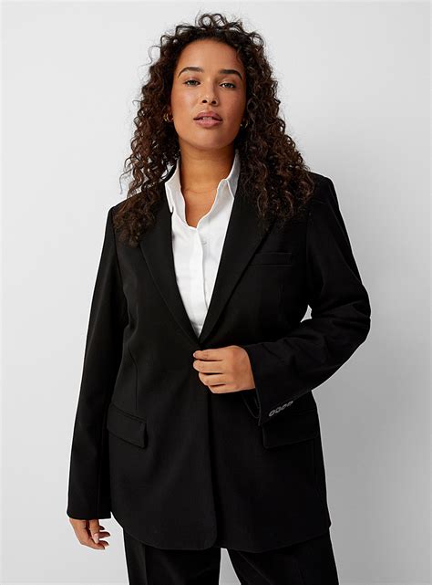 Long Single Button Stretch Blazer Contemporaine Womens Blazers