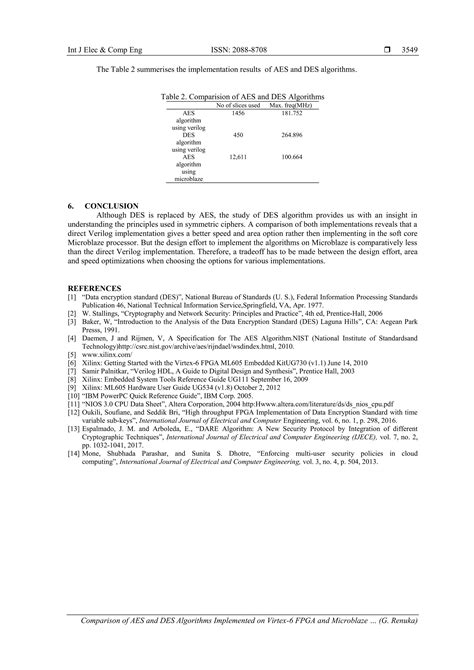 Comparison Of Aes And Des Algorithms Implemented On Virtex 6 Fpga And
