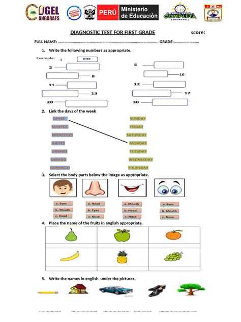 Evaluación Diagnostica Para Primer Grado Pdf
