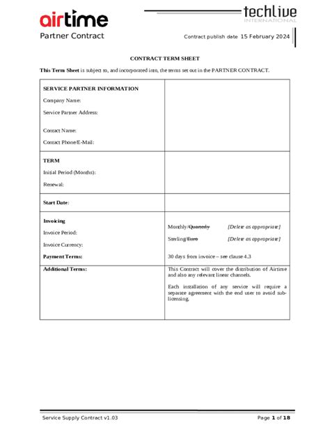 Term Sheet Sample Contracts Doc Template Pdffiller