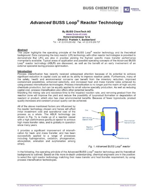 Advanced Buss Loop Reactor Technology Pdf Pdf