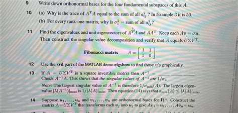 Solved 9 Write Down Orthonormal Bases For The Four