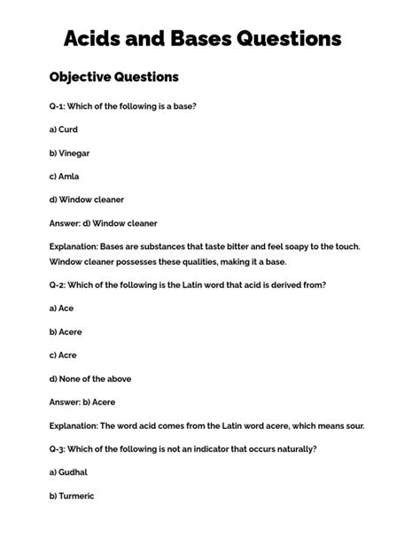 Science Questions For Term End 1 Pdf Acid Rust