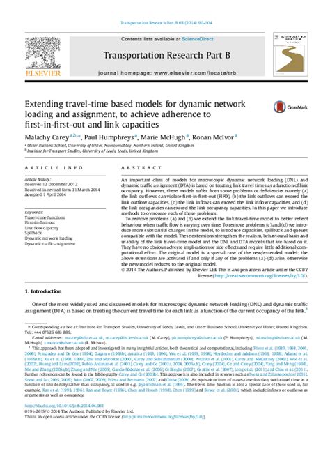 pdf extending travel time based models for dynamic network loading