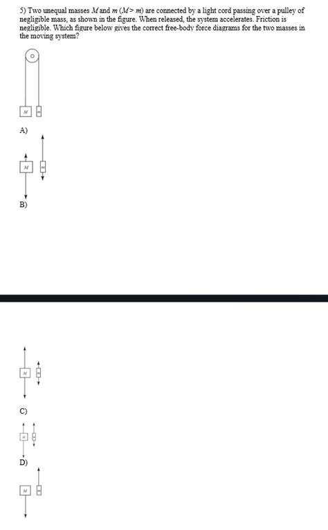 Solved 5 Two Unequal Masses M And M M M Are Connected By A