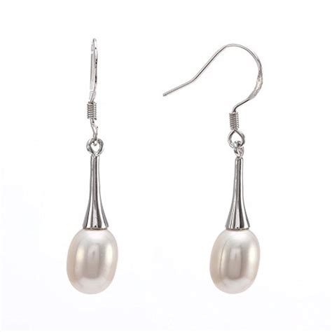 Andi Rose 9mm Freshwater Cultured Pearl Hook Dangle Drop Earrings 925
