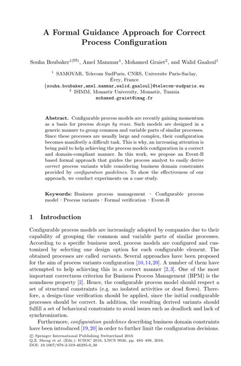 Pdf A Formal Guidance Approach For Correct Process Configuration
