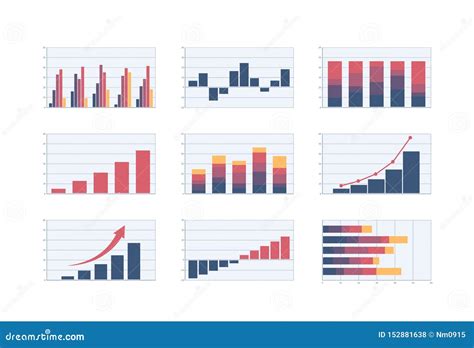 Set Of Bar Charts Vector Color Business Analysis Column Graph Images