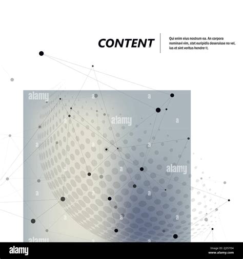 Abstract Polygonal Molecule Design With Connecting Dots Lines And Halftone Background Stock