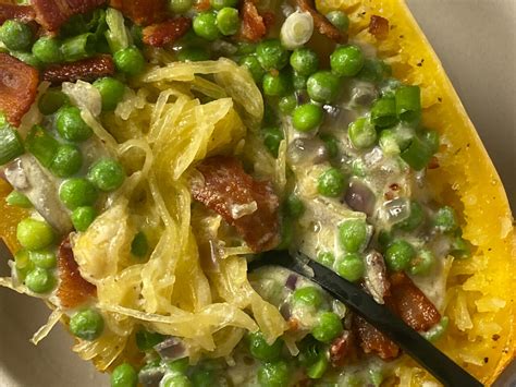 Simple Roasted Red Pepper Spaghetti Squash With Shrimp The Tasteful Tribe