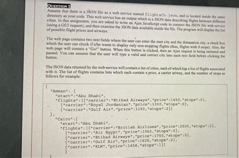 Solved Question 1 Assume That There Is A Json File As A Web