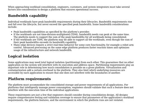 Application Workload Requirements Influencing Consolidation Dell Validated Design For