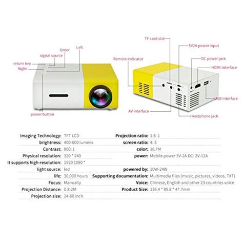 Yg Mini Portable Lumens Video P High Resolution Led Projector
