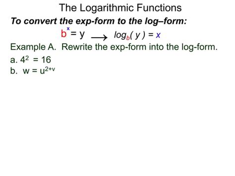 26 The Logarithm Functions X Ppt