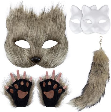 Litdevil Therian Mask And Tail Set Cosplay Fox Wolf Mask