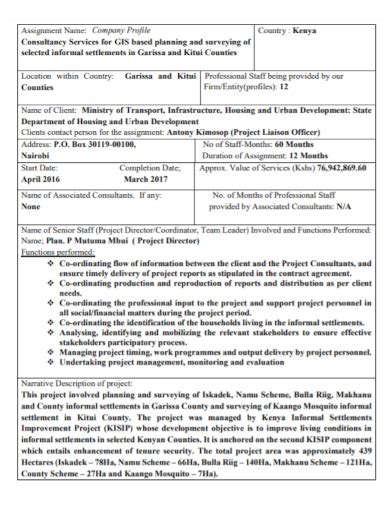 Free 8 Company Profile Assignment Samples [ Construction Project