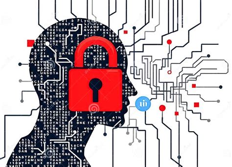 the abstract art image that is composed of a head silhouette a padlock