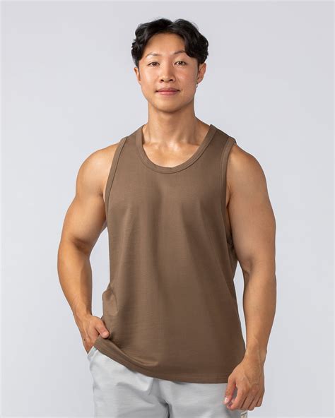 Lee Lem Loopback Tank Hazelnut Muscle Nation Be Activewear