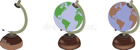 Map School World Revolving Political Ecological Green Stock Vector