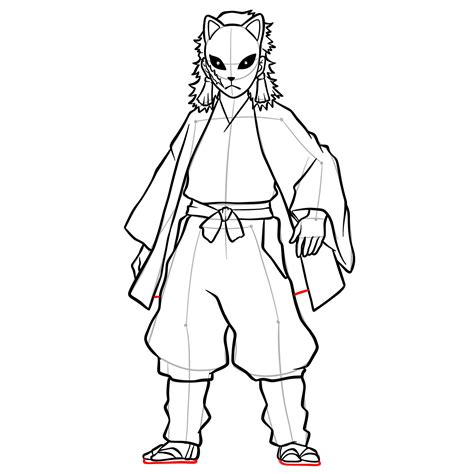 How To Draw Sabito Fox Mask And Detailed Outfit From Demon Slayer