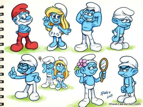 The Smurfs By Rinacat On Deviantart Smurfs Drawing Smurfs Smurfette