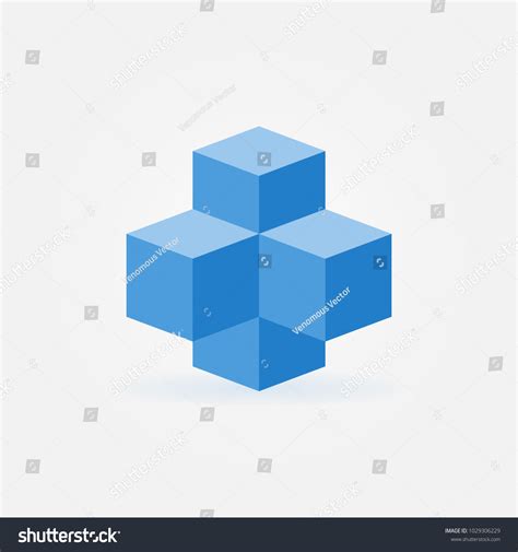 Blue Cubes Icon Vector Blockchain Technology Stock Vector Royalty Free