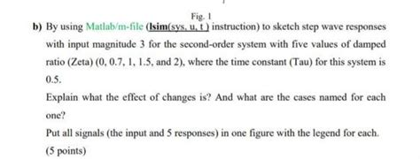 Solved Fig 1 B By Using Matlabm File Isimsys U T