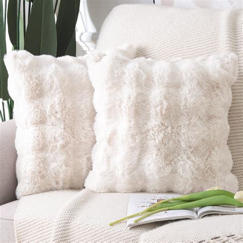 Madizz Pack Of 2 Thick Plush Faux Wool Throw Pillow Covers Soft Boho