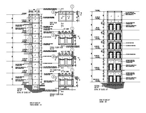 Glass Lift Elevators Plan And Section
