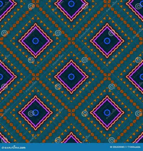 Seamless Pattern With Symmetric Geometric Ornament Stock Illustration Illustration Of