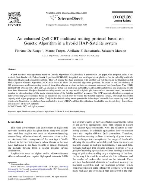 Pdf An Enhanced Qos Cbt Multicast Routing Protocol Based On Genetic