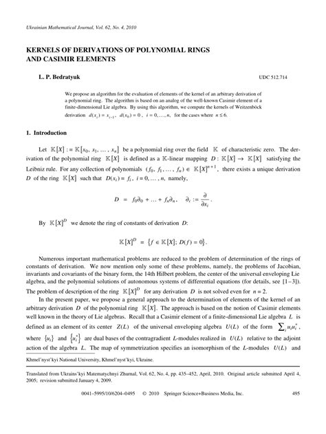 pdf kernel of generalized weitzenböck s derivation of polynomial ring