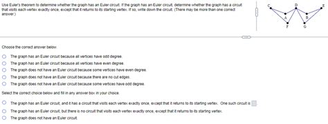 Solved Use Eulers Theorem To Determine Whether The Graph