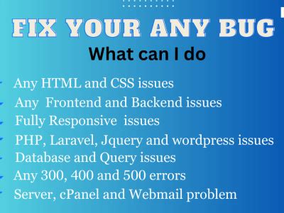 Fix Bug Php Html Python Css Javascript And Mysql Issues Upwork