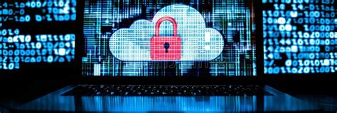 cloud computing security with padlock icon on laptop screen and binary