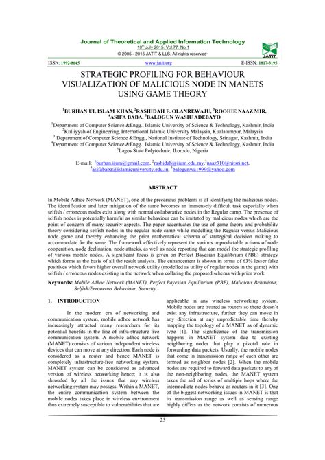 Pdf Strategic Profiling For Behaviour Visualization Of Malicious Node
