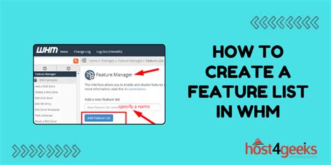 How To Create A Feature List In Whm Host4geeks Llc