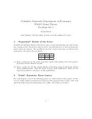 Problem Set 5 Pdf Columbia University Department Of Economics W4415 Game Theory Problem Set 5