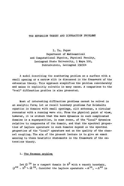 Pdf The Extension Theory And Diffraction Problems
