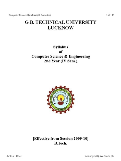 Computer Science Syllabus For 4th Semester Pdf Central Processing