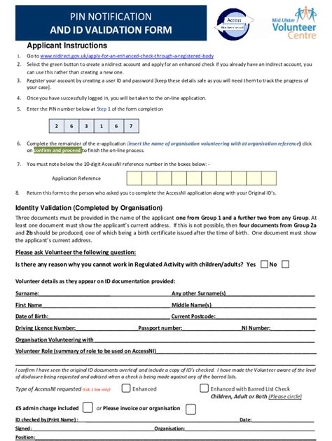 Fillable Online Enhanced Accessni Pin Notification And Id Validation Form Fax Email Print Pdffiller