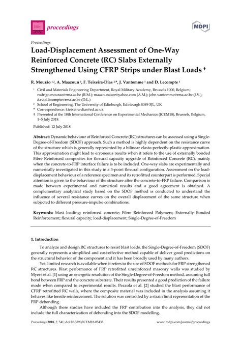 Pdf Load Displacement Assessment Of One Way Reinforced Concrete Rc