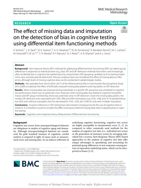 pdf the effect of missing data and imputation on the detection of